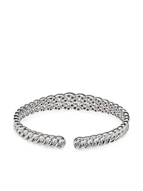 JEWELS AFICIONADO 18kt White Gold Diamond Cuff Bracelet - Silver