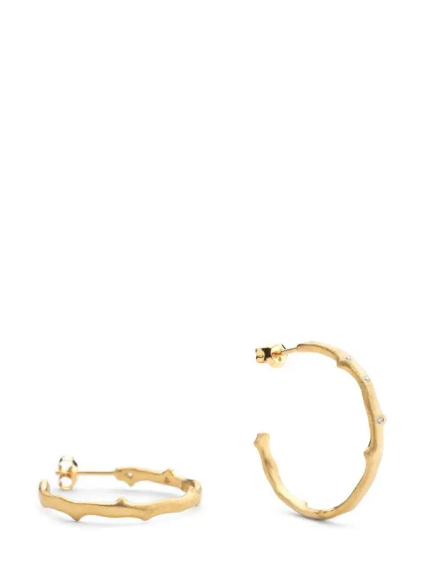 YASUKO AZUMA 18kt Yellow Thorn Diamond Hoop Earrings - Gold