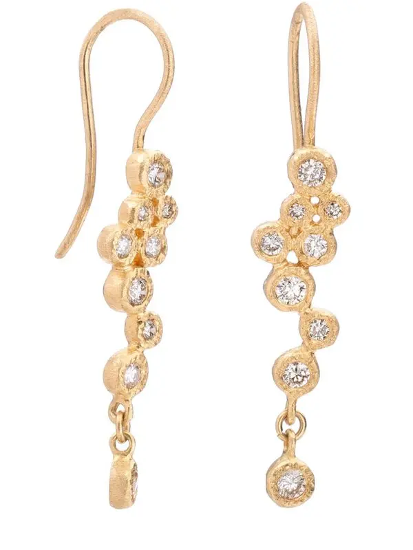 YASUKO AZUMA 18kt Yellow Cluster Diamond Drop Earrings - Gold
