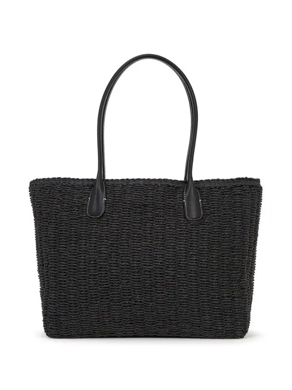 Karl Lagerfeld Signature Raffia Beach Tote Bag - Black