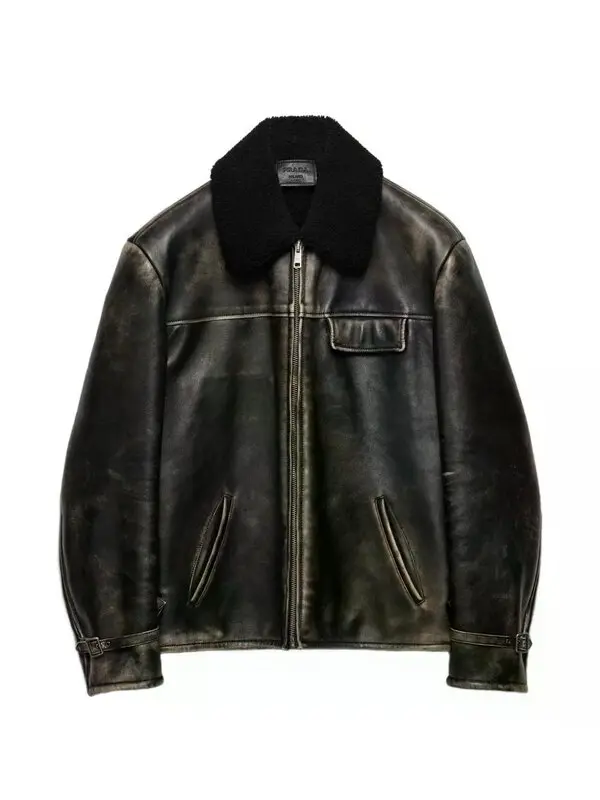 Prada Shearling-collar Leather Jacket - Black