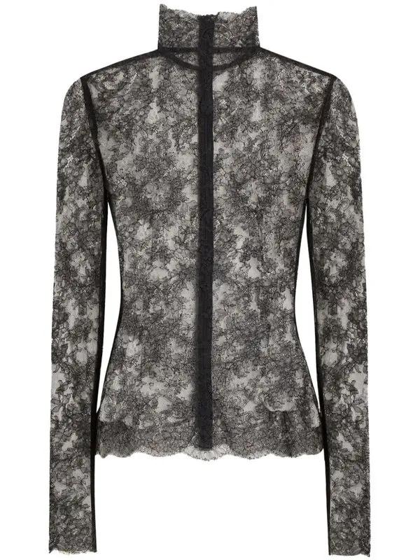 Dolce & Gabbana Chantilly Lace Top - Grey