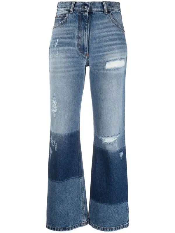 Palm Angels X Moncler Distressed Straight-leg Jeans