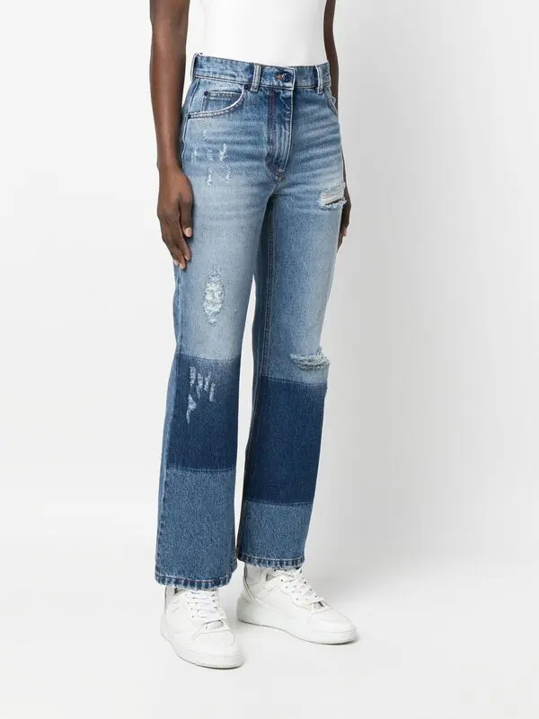Palm Angels X Moncler Distressed Straight-leg Jeans
