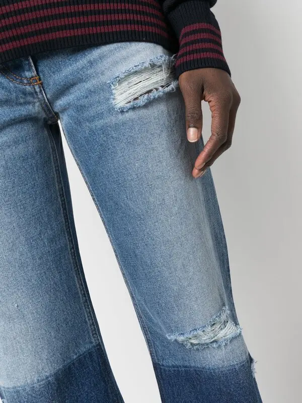 Palm Angels X Moncler Distressed Straight-leg Jeans