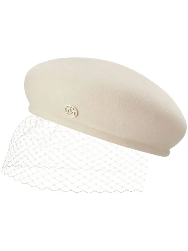 MAISON MICHEL Bonnie Veil Beret - Neutrals
