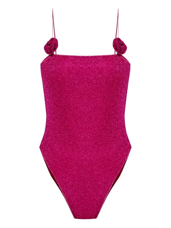 Oseree Lumière Rose Appliqué Swimsuit - Pink