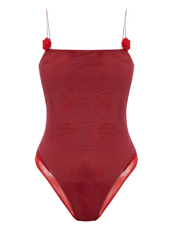 Oseree Lumière Appliqué Swimsuit - Red