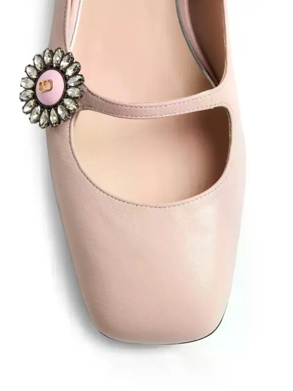 Valentino Garavani Mary Jane Leather Ballerina Shoes - Pink