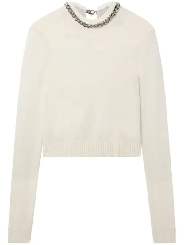Stella McCartney Falabella-chain Fine-knit Sweater - Neutrals