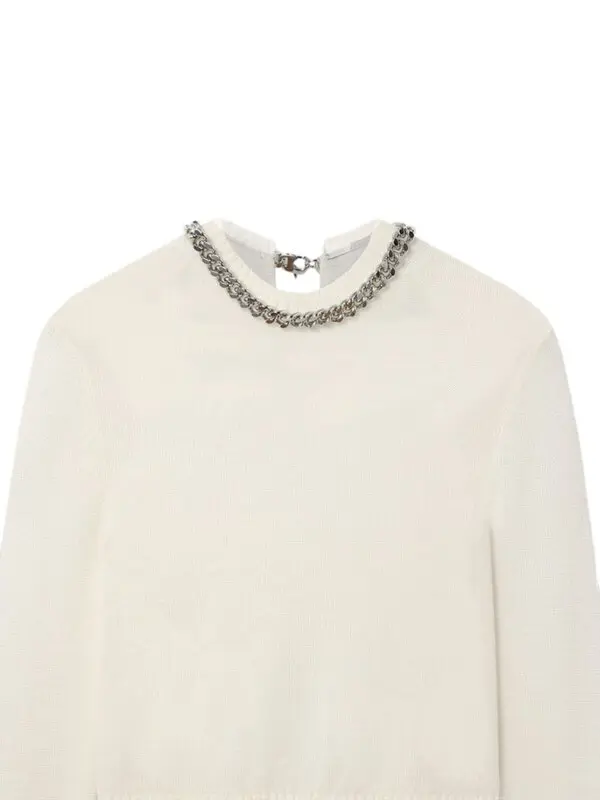 Stella McCartney Falabella-chain Fine-knit Sweater - Neutrals
