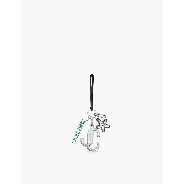 JIMMY CHOO Metal Bag Charm - Silver/green/black