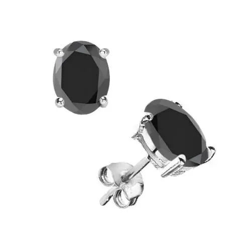 DONATELLO GIAN Name Sterling Silver Created Onyx Stud Earrings - Black