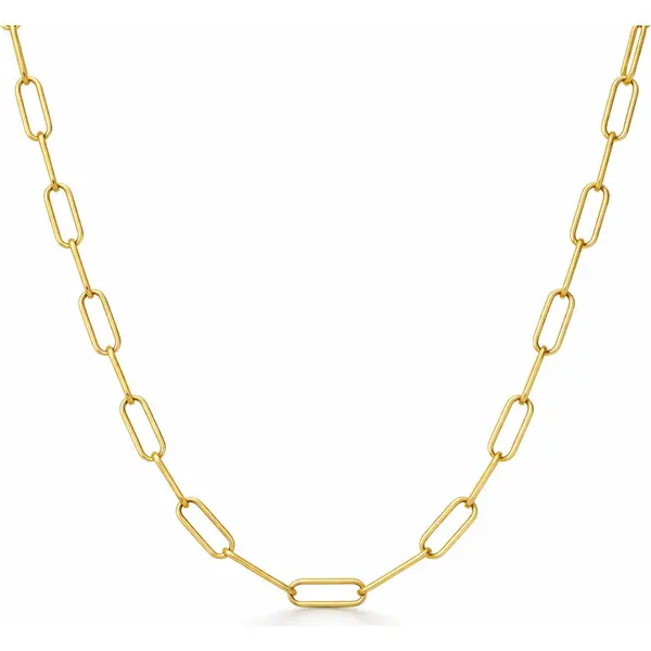 DONATELLO GIAN Name'-plated Sterling Silver Paperclip Chain Necklace - Gold
