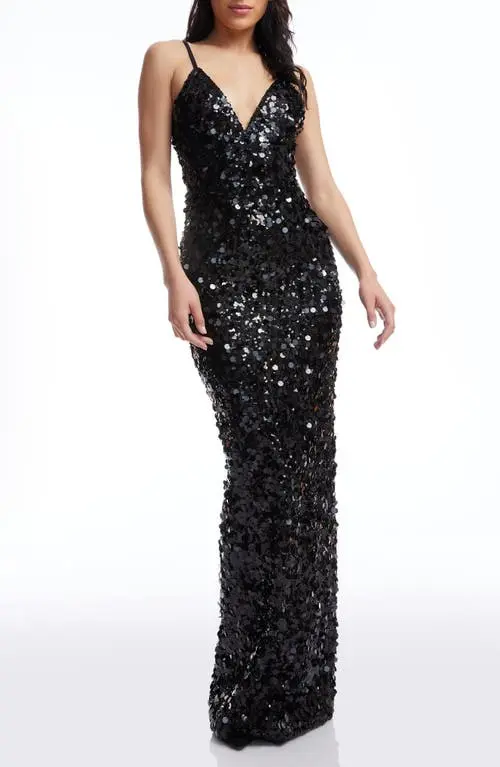 Dress The Population Cammie Paillette Gown - Black