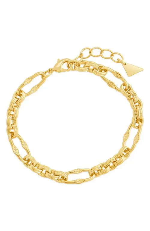 Sterling Forever Tegan Textured Chain Bracelet - Gold