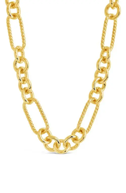 Sterling Forever Fianna Mixed Link Chain Necklace - Gold