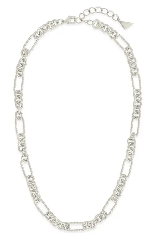 Sterling Forever Fianna Mixed Link Chain Necklace - Silver