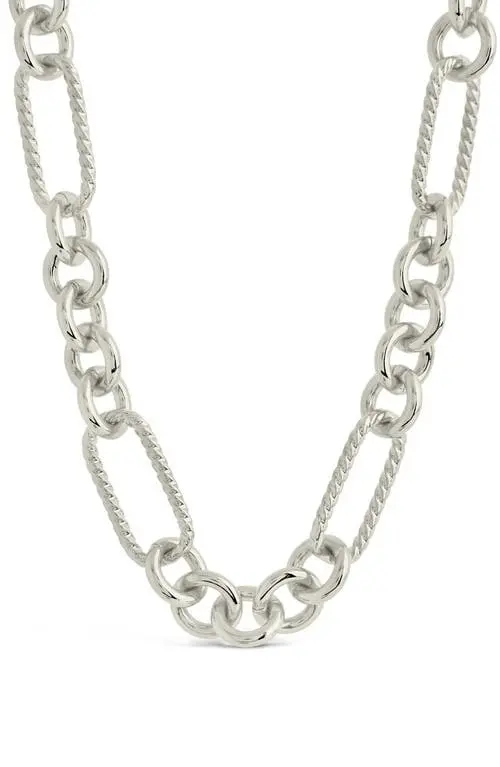 Sterling Forever Fianna Mixed Link Chain Necklace - Silver