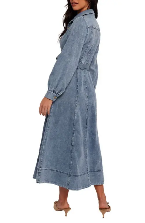 Petal & Pup Emberly Maxi Shirt Dress - Denim | Editorialist
