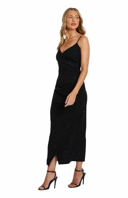 Quiz Glitter Liverpool Strappy Wrap Midaxi Dress In Black - 30% Off |  Editorialist