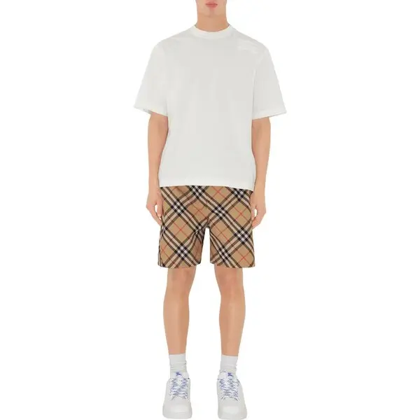 Burberry Check Relaxed Fit Shorts - Sand