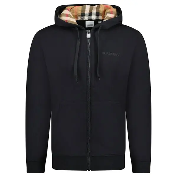 Burberry Hove Check Embroidered Logo Zip Hoodie