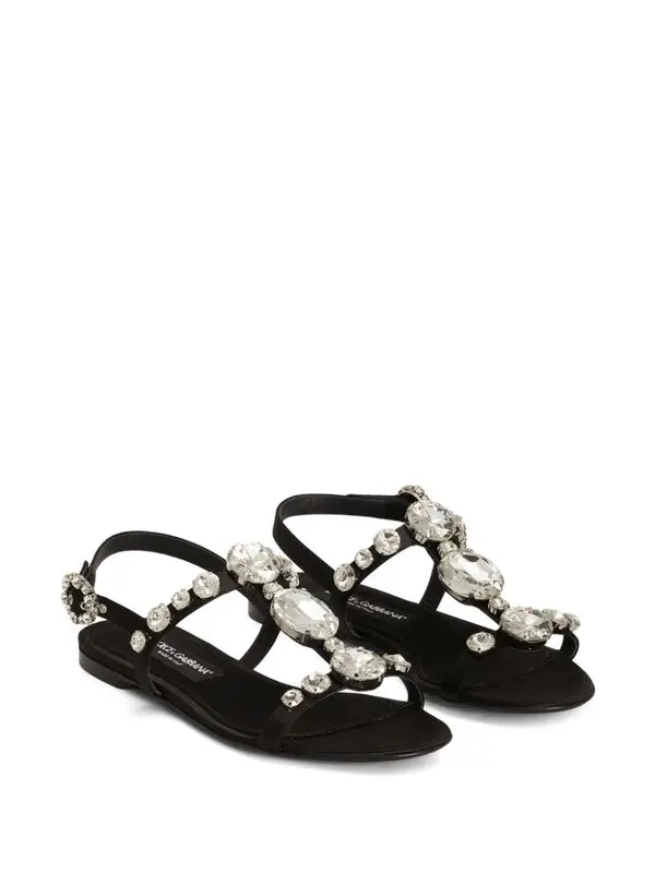 Dolce & Gabbana Crystal-embellished Satin Sandals - Black