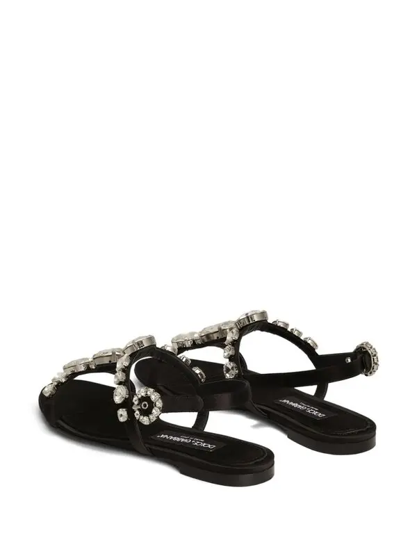 Dolce & Gabbana Crystal-embellished Satin Sandals - Black