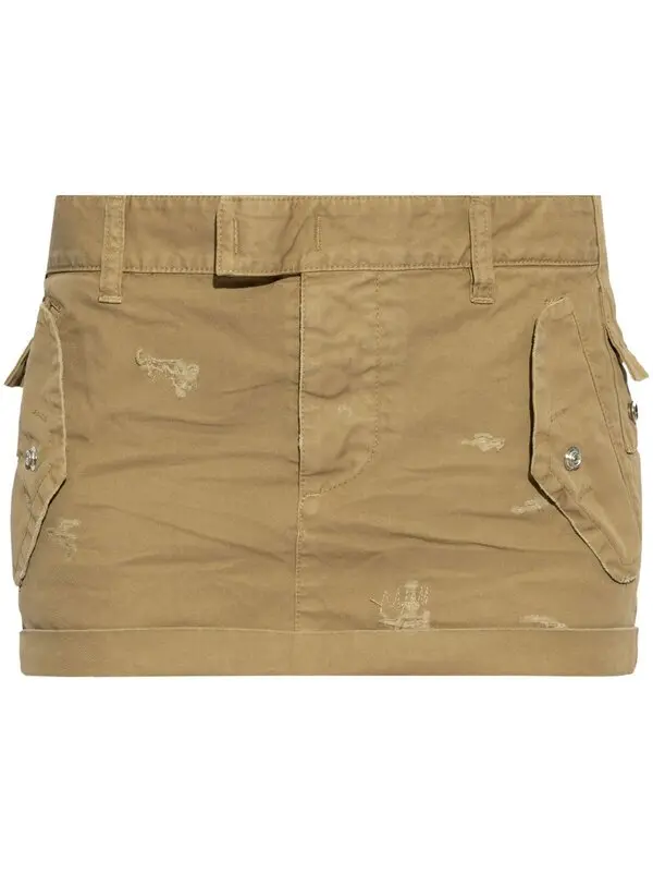 Dsquared2 Distressed-effect Mini Skirt - Neutrals