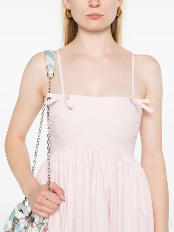 ganni pink poplin dress GANNI PINK COTTON POPLIN LONG SMOCK DRESS