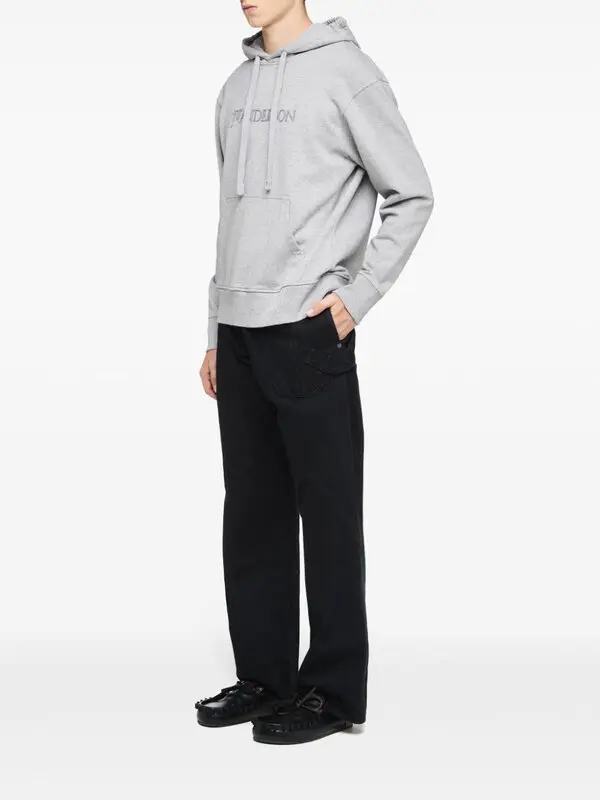 JW Anderson Logo-embroidered Hoodie - Grey