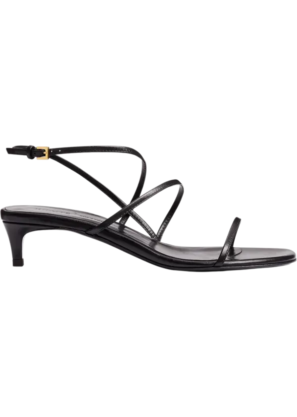 Khaite Loop Kitten Heel Sandals - Black