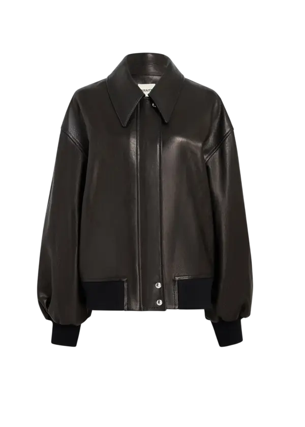 Khaite Shelman Leather Bomber Jacket - Black