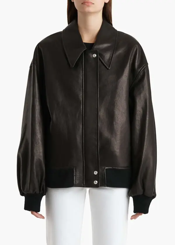 Khaite Shelman Leather Bomber Jacket - Black