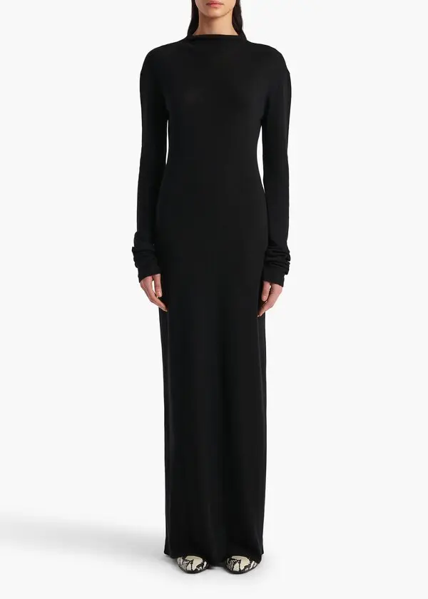 Khaite Norla Silk Cashmere Jersey Dress - Black