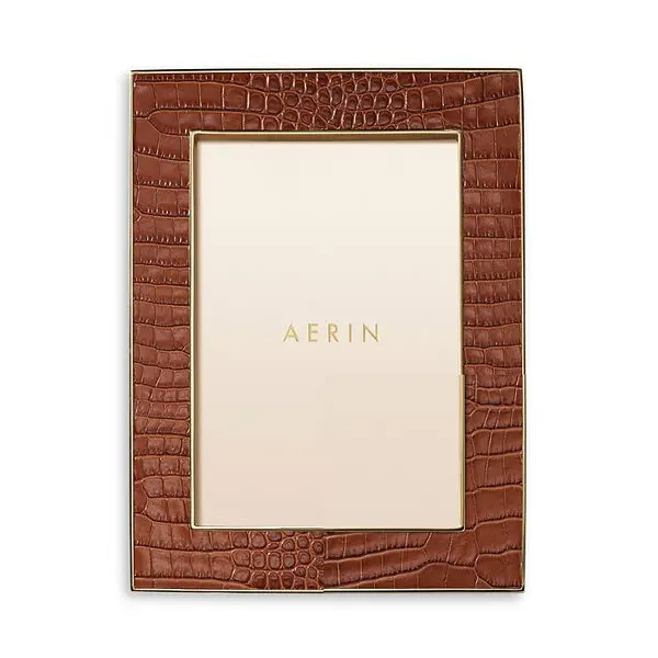 Aerin Classic Croc Leather Frame 5 X 7 - Chestnut