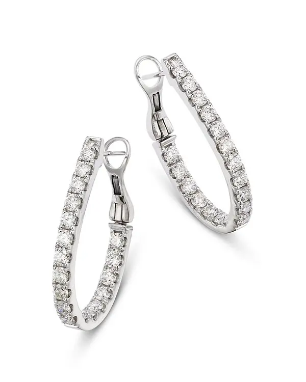 Bloomingdale'S Diamond Inside Out Oval Hoop Earrings 2.25 Tcw - White