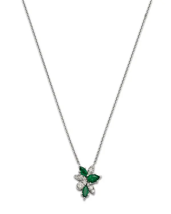 Bloomingdale'S Emerald And Diamond Pendant Necklace - Green/white