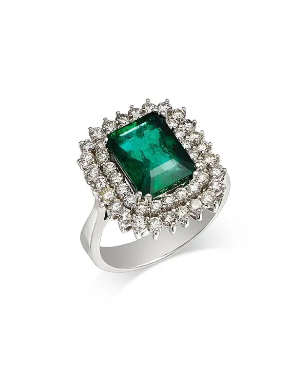 Bloomingdale'S Emerald And Diamond Double Halo Ring - Green/white