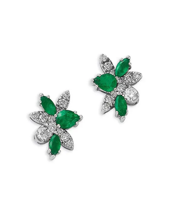 Bloomingdale'S Emerald And Diamond Earrings - Green/white