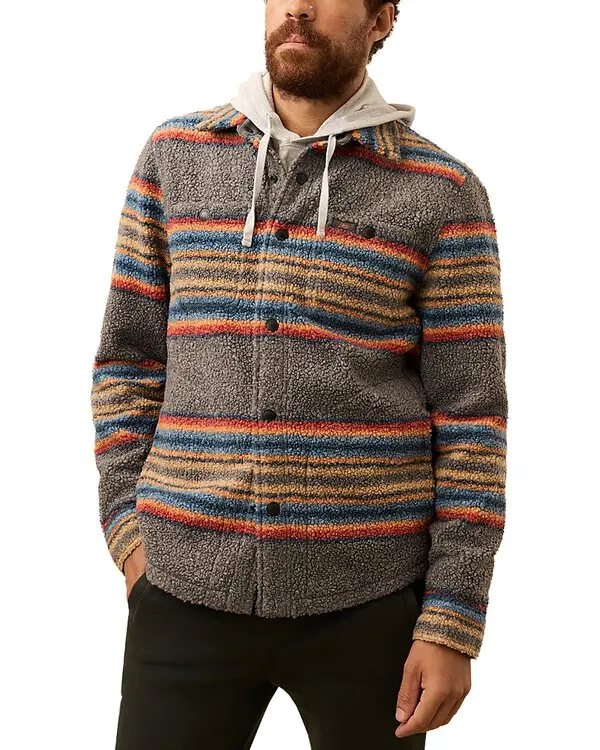 Faherty Brand Range Fleece Shirt Jacket - Buffalo Rock Stripe