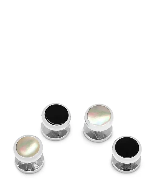 CUFFLINKS, INC. Double Sided Onyx & Mother Of Pearl Round Beveled Stud Set - Multi
