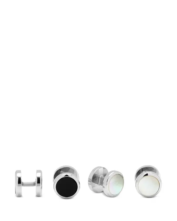 CUFFLINKS, INC. Double Sided Onyx & Mother Of Pearl Round Beveled Stud Set - Multi