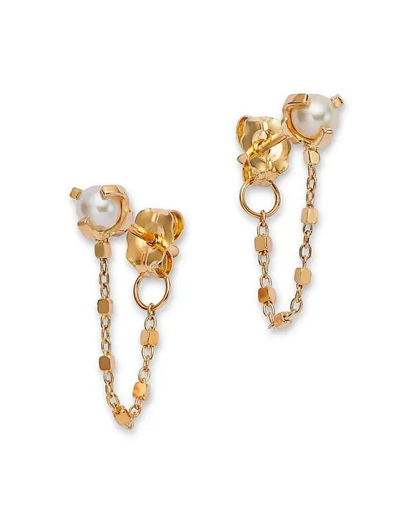 Zoe Chicco 14k Yellow Gold Pearl Drop Earrings - White/gold