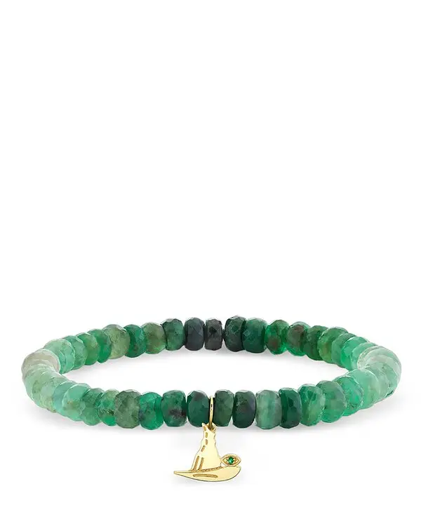SYDNEY EVAN Wicked 14k Yellow Gold Emerald Ombre Witch Hat Charm Bracelet - Green/gold