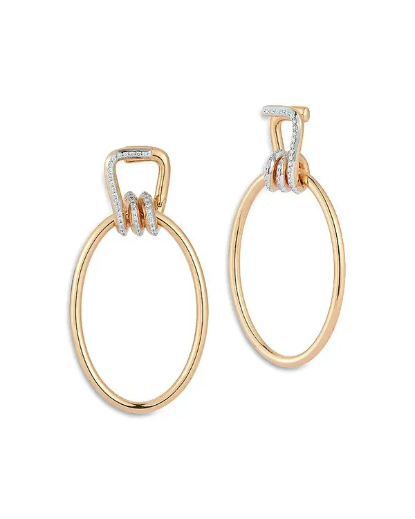 Walters Faith Huxley Diamond Coil Link Drop Hoop Earrings - Pink