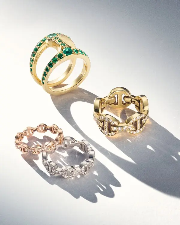 Hoorsenbuhs 18k Yellow Diamond Tri Link Ring