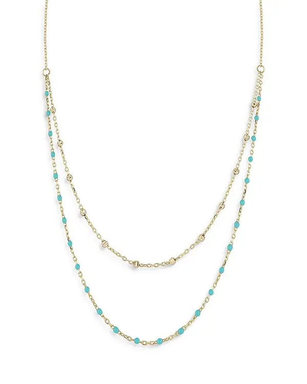 MOON & MEADOW 14k Yellow Gold Blue Bead Layered Necklace - Blue/gold