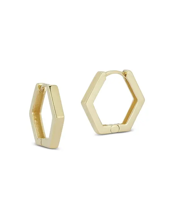 MOON & MEADOW 14k Yellow Octagon Huggie Earrings - Gold